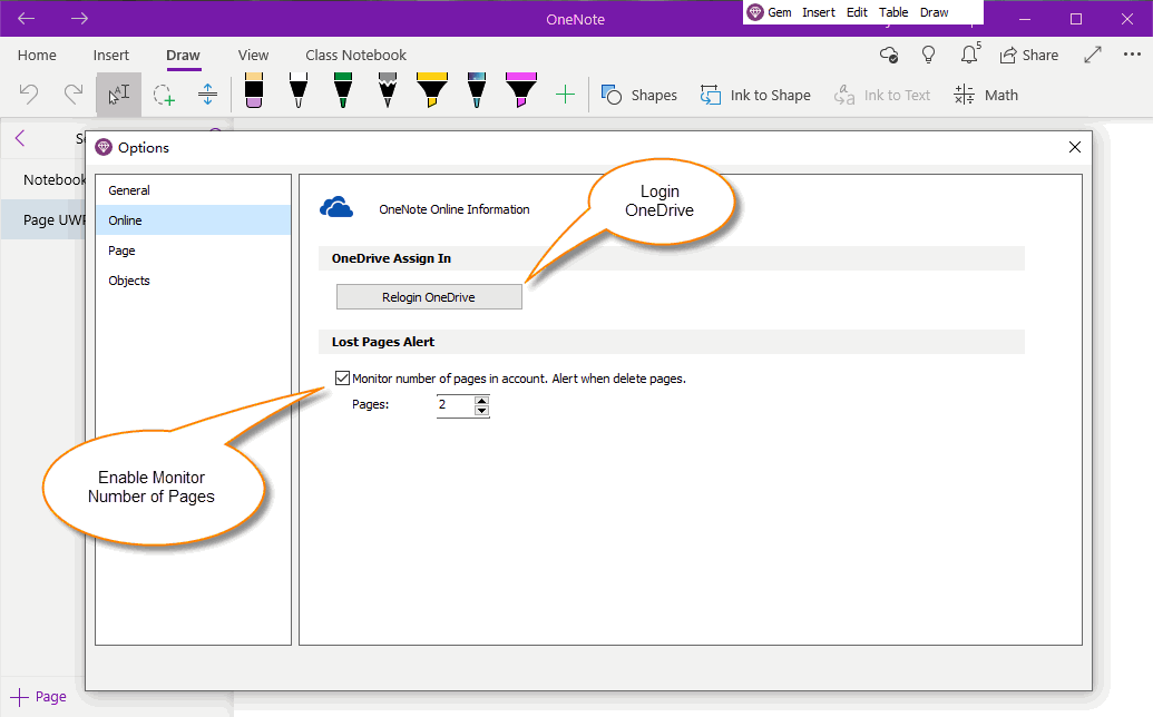 UWP Count Pages For OneNote For Windows 10 In OneDrive Office