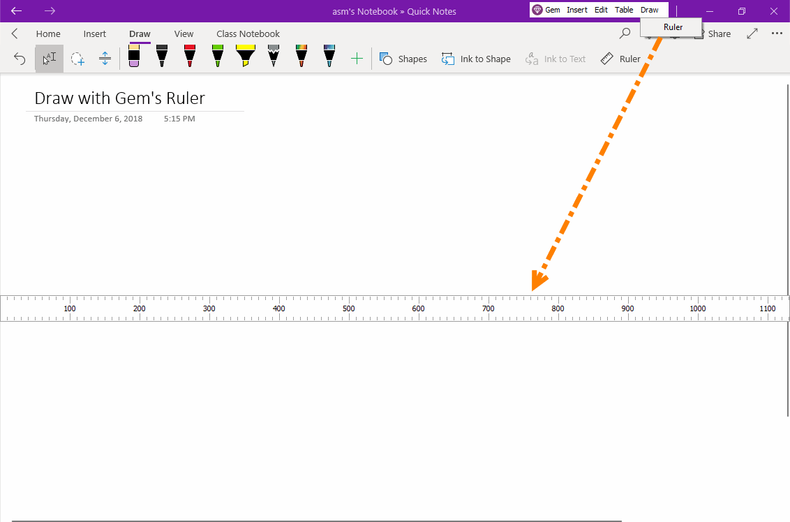UWP Gem Ruler For OneNote For Windows 10 Office OneNote Gem Add Ins