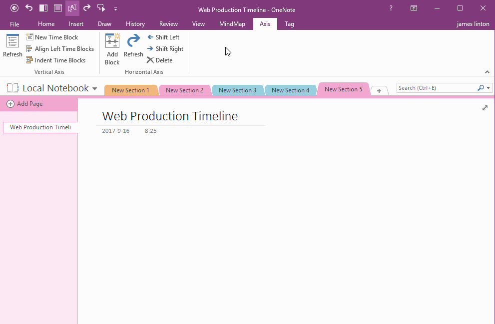 How To Create A Production Timeline In OneNote Horizontal Time Axis 