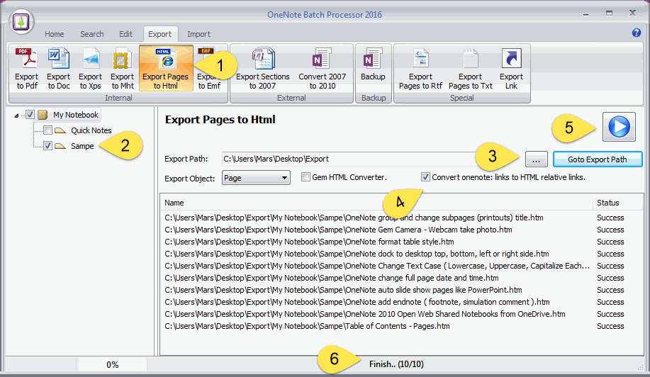 Export OneNote Page To HTML Files And Convert Onenote Links Internal 