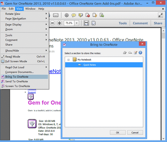 Bring To OneNote For Acrobat Office OneNote Gem Add Ins