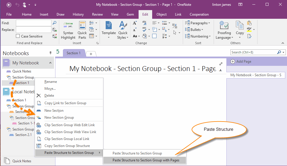 How To Merge 2 OneNote Section Groups Office OneNote Gem Add Ins