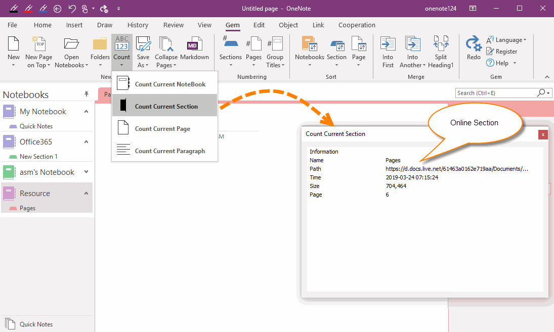 EXE How To Get A Section Size In OneNote Shared Notebook Office 