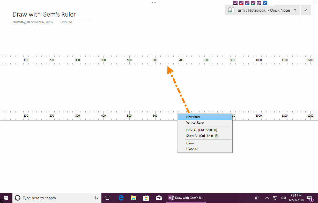 EXE Gem Ruler For OneNote 2016 2013 2010 Office OneNote Gem Add Ins