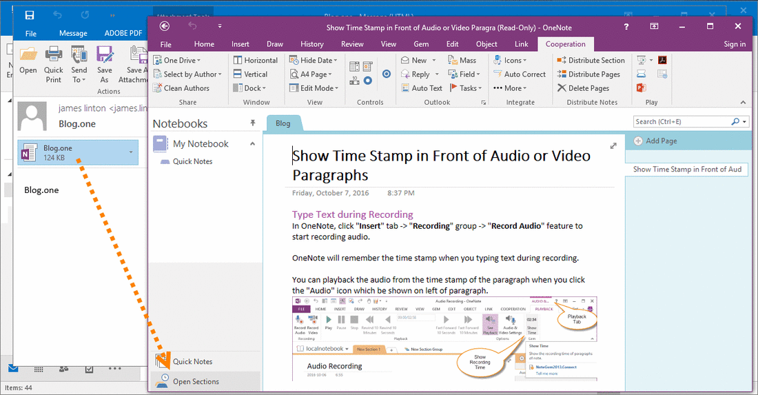 Quickly Email Section one File Of OneNote Through Outlook Office 