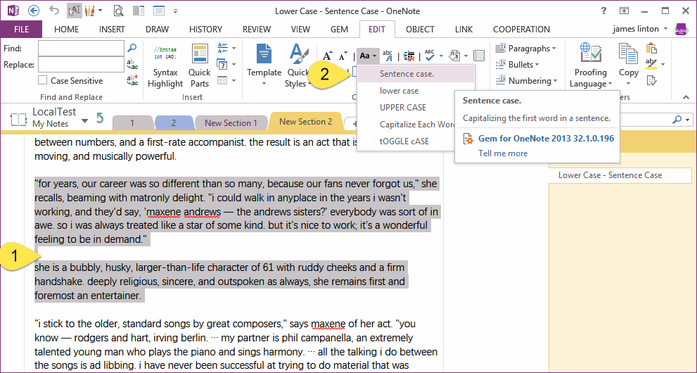 OneNote Capitalize First Letter Of Sentences By One Click Office OneNote Gem Add Ins