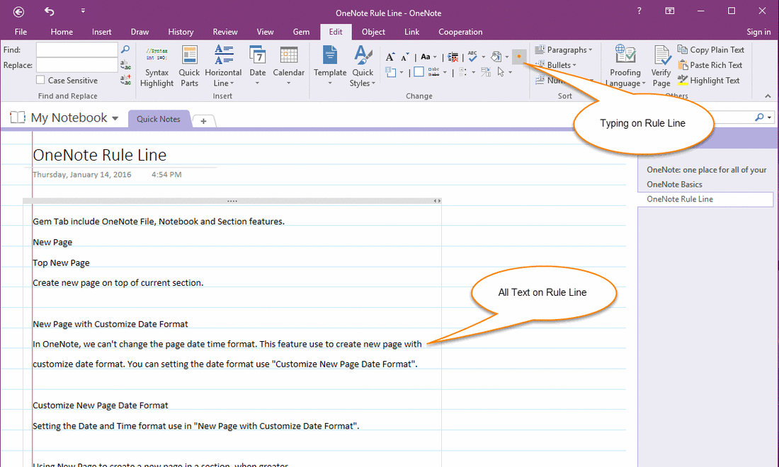 How To Typing Text On OneNote Rule Line Office OneNote Gem Add Ins