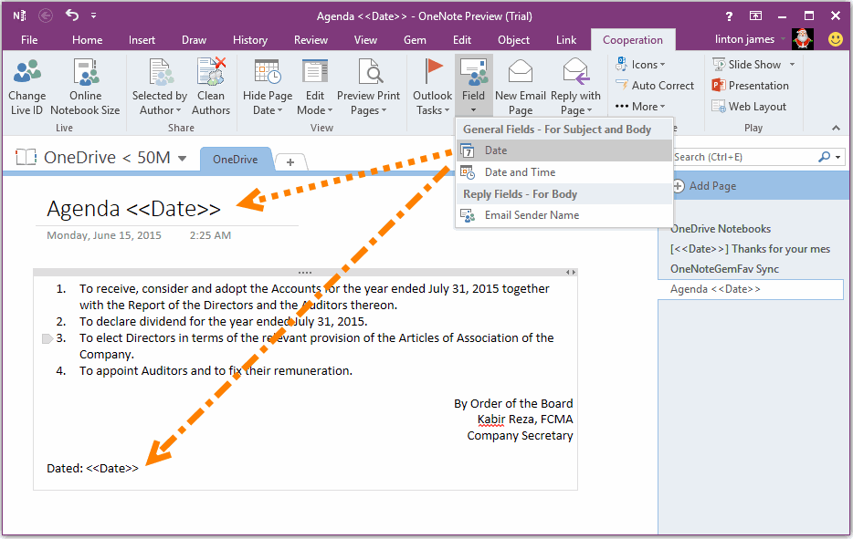 Use OneNote Page As Template To Create Outlook Email Office OneNote 