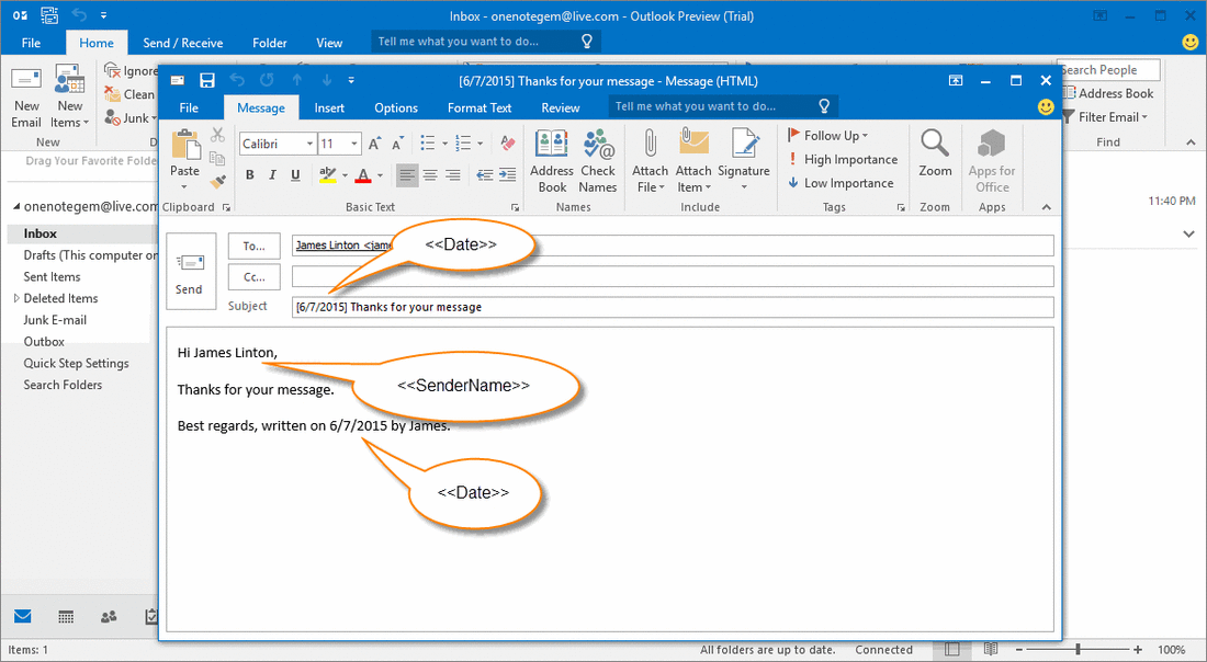 Reply Outlook Email With OneNote Page As Template Office OneNote Gem Add Ins