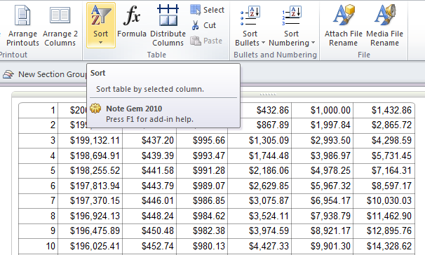 Sort Table In OneNote Office OneNote Gem Add Ins