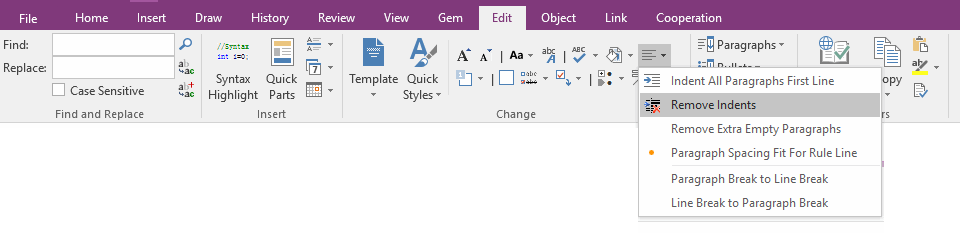 Remove OneNote All Indents In Current Page Office OneNote Gem Add Ins