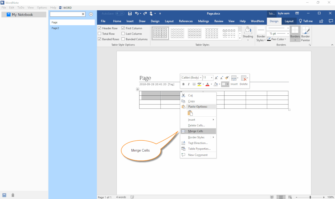 Merge Table Cells In WordNote Office OneNote Gem Add Ins