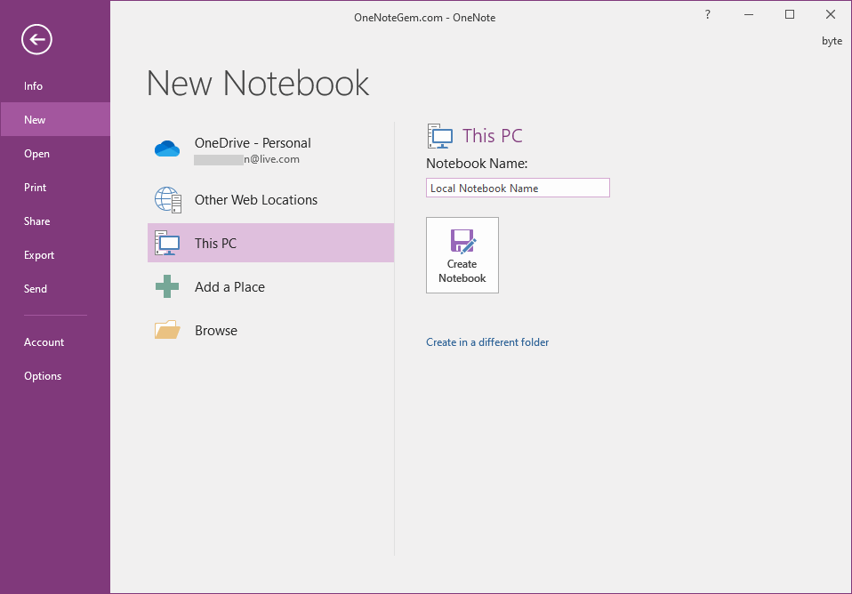 How To Create OneNote Local Notebook Office OneNote Gem Add Ins