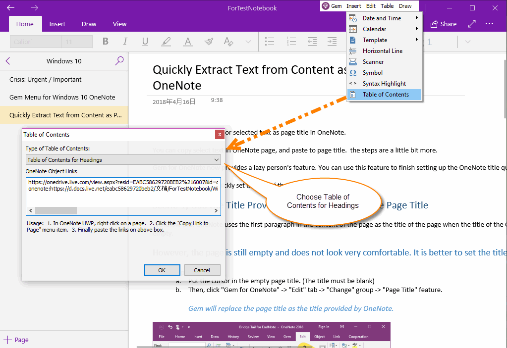 UWP How To Create Table Of Contents TOC For Headings In OneNote For 