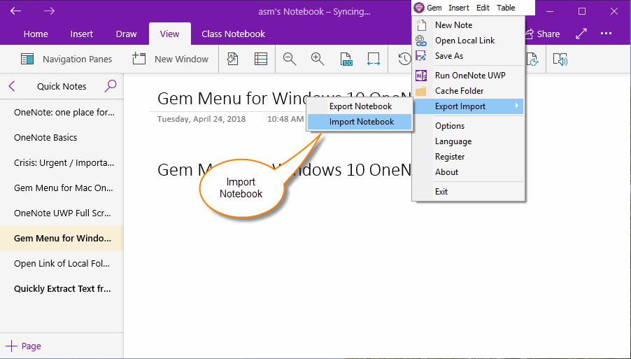 UWP Select Folder Of OneNote Local Notebook And Import Office 