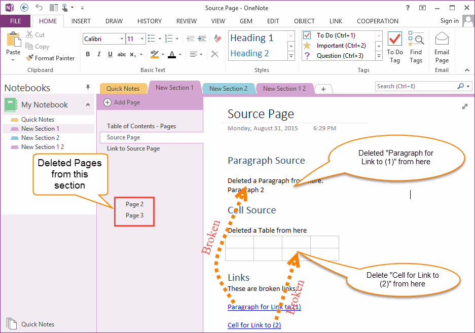 Check And Remove Broken Hyperlinks Between OneNote Pages Office 