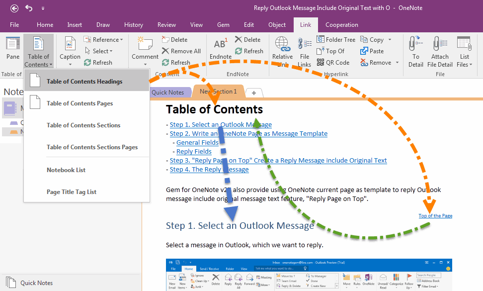 Create Table Of Contents Of Headings For OneNote And Add Label Top Of 