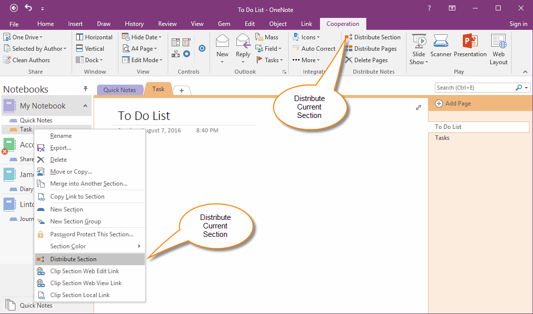 How To Distribute Or Clone Section To Notebooks Or Section Groups In 