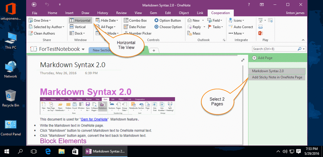 Tile 2 OneNote Pages Side By Side Makes Easy To Comparing Office 