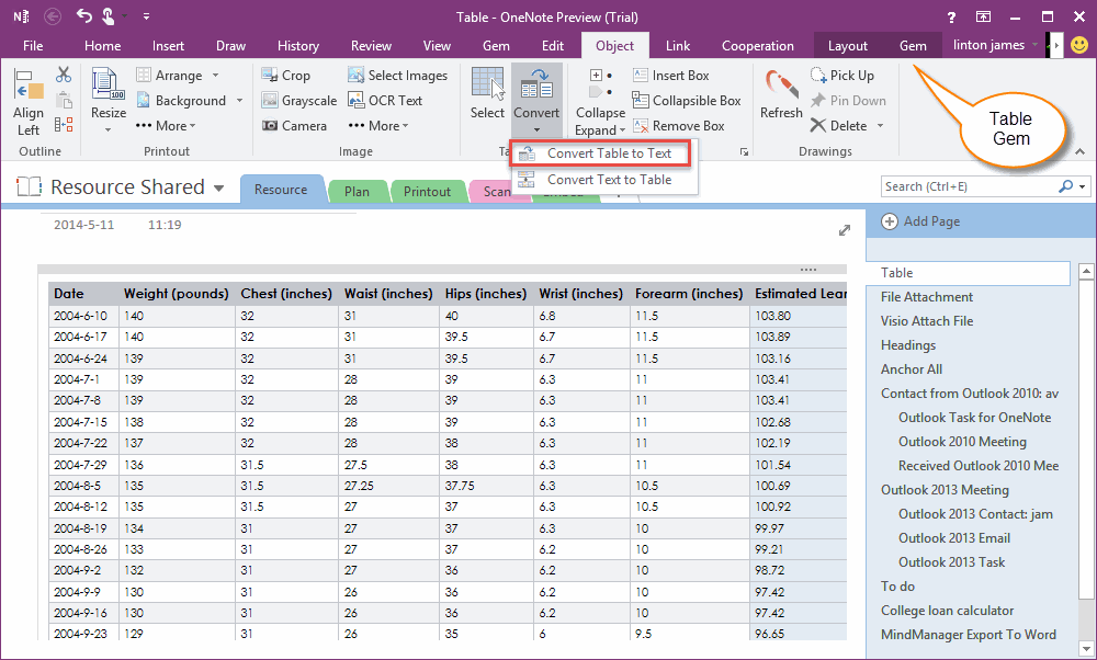 Convert OneNote Table To Text Office OneNote Gem Add Ins