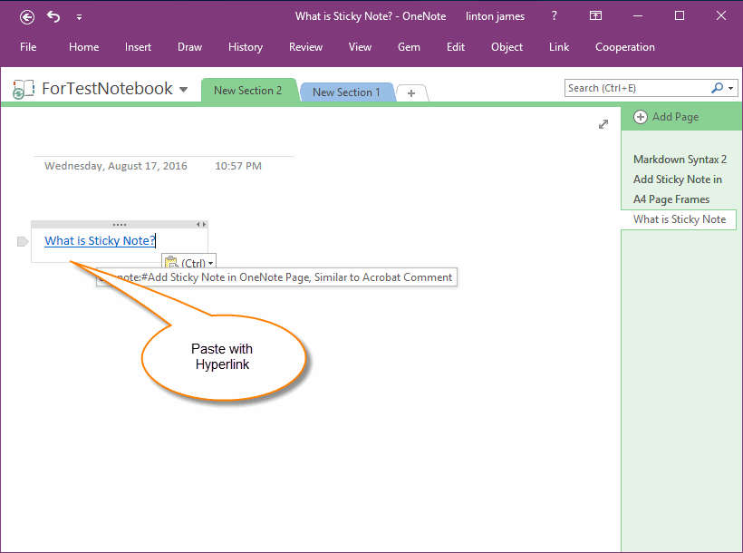 How To Copy Content Among Of OneNote Pages And Paste With Hyperlink Office OneNote Gem Add Ins