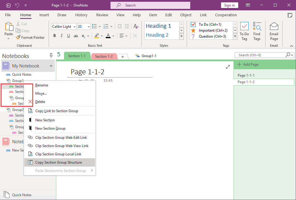 How To Convert A OneNote Section Group To A Notebook Office OneNote Gem Add Ins