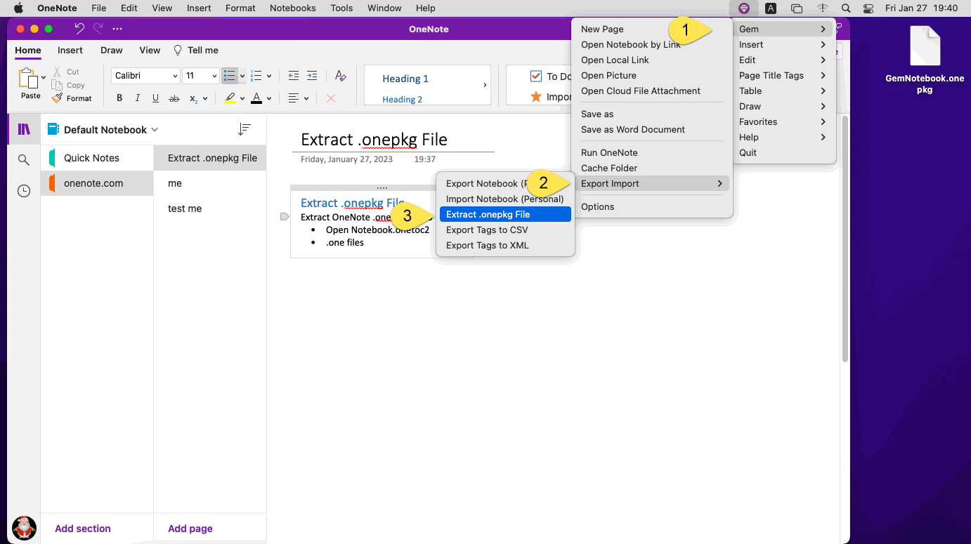 Extract OneNote Package Onepkg For OneNote For Mac Office OneNote Gem 