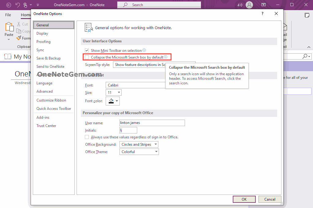 EXE How To Disable The Search Box On The Title Bar Of OneNote Main 